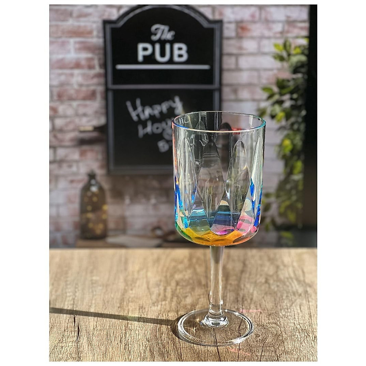 Acrylic Rainbow Diamond wine glass 15 oz. Set of 4