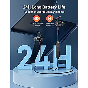 Bluetooth Headphones, Bluetooth 5.2 Stereo aptX Wireless Earbuds Bass Magnetic IPX7 Waterproof Bluetooth Earbuds Bulit-in Mic with 24H Playtime, Lightweight Neckband Earphones for Sport, Gym, Running