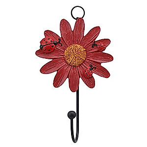 qiguch66 Wall Hooks for Home Kitchen Bathroom, Creative Household Ladybug Flower Resin Keys Coat Hat Wall Hook Home Decoration - White