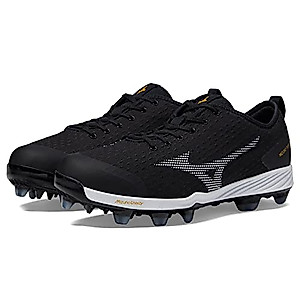 Mizuno Men's Dominant 4 TPU Baseball Shoe, Black-White, 9