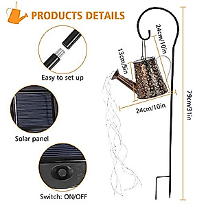 DREAMWIN Outdoor Solar Watering Can with Lights Garden Decor Large Solar Powered Lanterns Hanging Waterproof 90 LED Decorative Retro