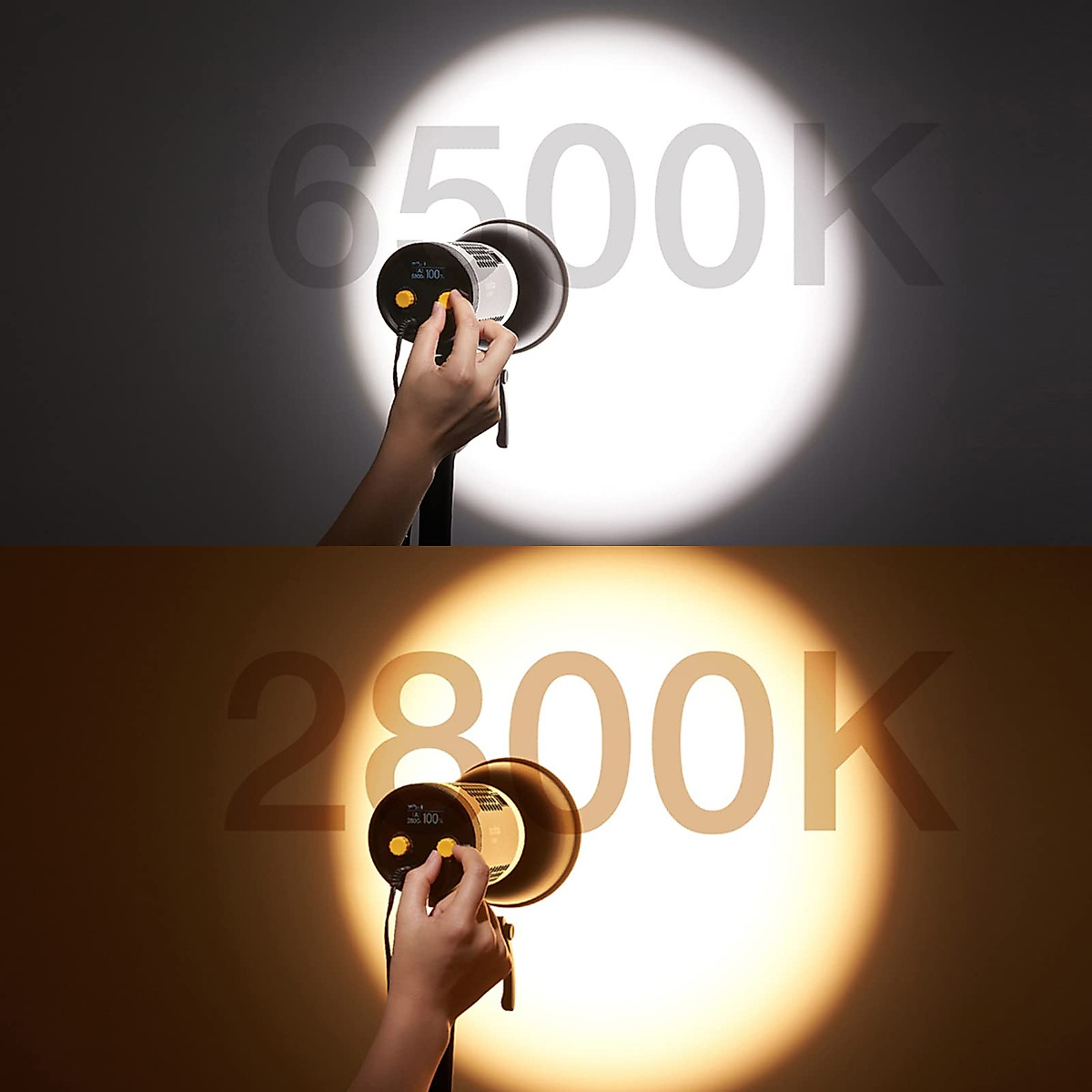 Godox ML60Bi Bi-Color 60W LED Video Light, 2800K-6500K Color Temperature, CRI 96+ TLCI 97+, 10100Lux@1m with Reflector, 7 FX Effects, Slient Mode, Multiple Control Methods,W/Cleaning Cloth