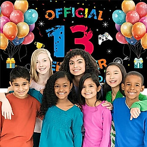 13th Official Teenager Backdrop 13th Birthday Decorations for Boys Girls 13 Year Old Birthday Party Decorations Banner Thirteenth Party Yard Sign Photo Booth Props Decor Fabric 6x4ft