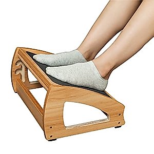 StrongTek Ergonomic Under Desk Foot Rest, 3 Adjustable Heights Wooden Office Footrest, Large Anti-Slip Surface, Improves Posture and Blood Circulation, up to 400lbs (Natural)