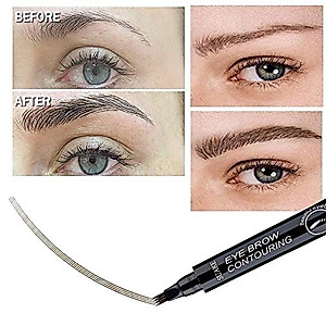 Microblading Tattoo Eyebrow Pen, WUBLSYAN Waterproof Ink Gel Tint Drawing Eyebrow Pencil with Four Tips, Creates Long Lasting Natural Hair-Like Defined Brows All Day(4 PCS)