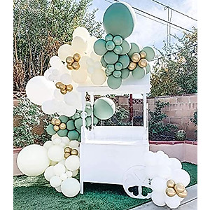 Sage Green Balloon Garland Arch Kit – 119 Pack With White Ivory Gold Metallic Confetti Latex Balloons ,18 inch Big Sage Green Balloon for Wedding Baby Shower Birthday Evening Decorations