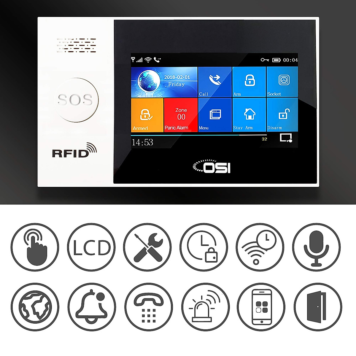 【OSI WIRELESS WIFI SMART HOME SECURITY DIY ALARM SYSTEM-14 PIECE (GEN 1)】DIY Home Wi-Fi Alarm Kit w/Motion detector,Notifications w/app,door/window sensor, siren,Compatible with Alexa,NO Monthly Fees
