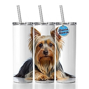 Silky Terrier Dog Photo Skinny Tumbler 20oz with Straw Insulated Water Bottle Gift