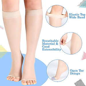 Bonuci 8 Pairs Toeless Socks Sheer Knee High Open Toe Trouser Socks Freetoes Long Socks Open Toe Feet Stockings for Women