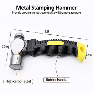 Metal Stamping Kit, DkOvn Complete Jewelry Making Stamping Tools with 74pcs 1/8” (3mm) Artistic Font Uppercase & Lowercase Letter and Number Punch, Metal Stamping Jig, Hammer and Steel Bench Block