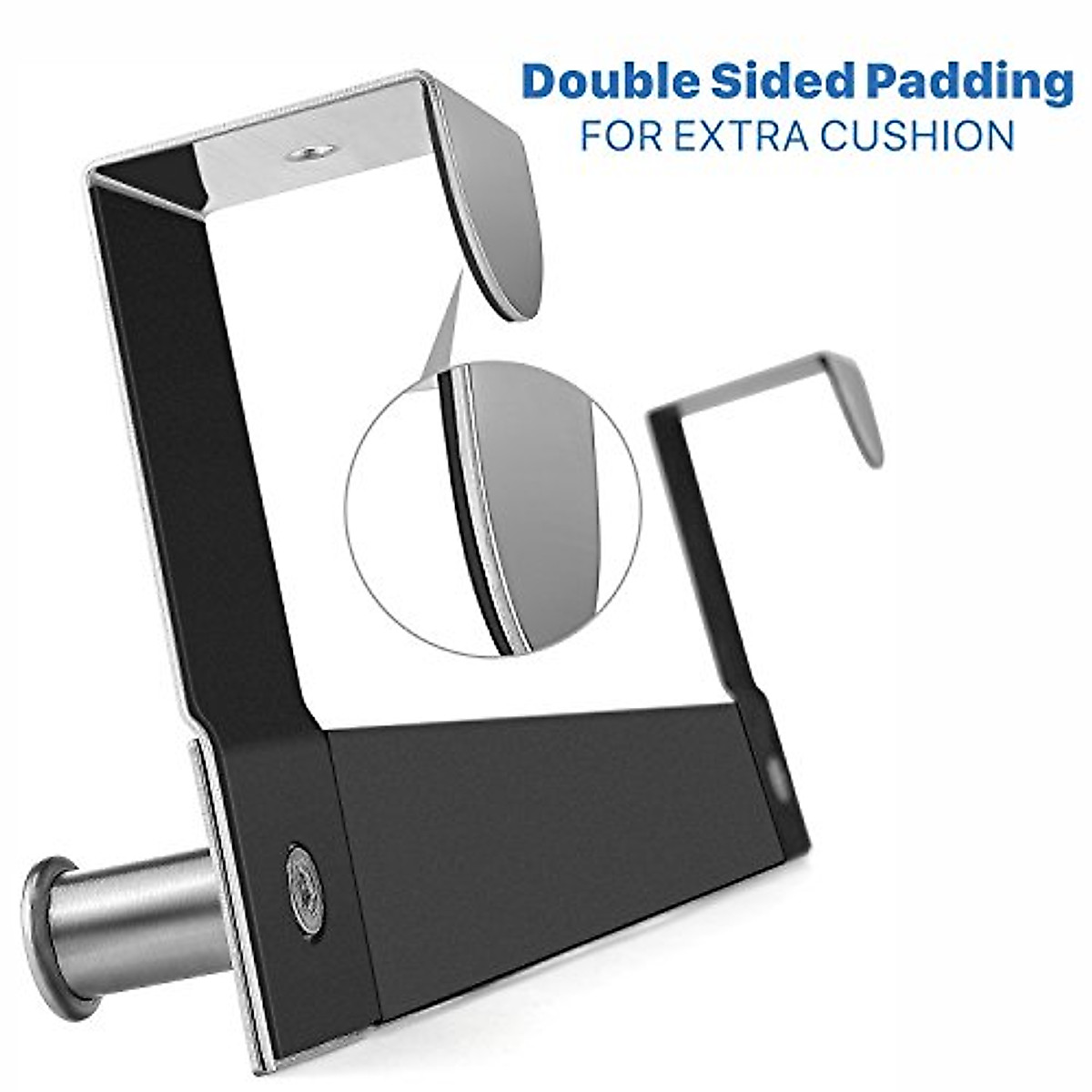 Flexzion Over The Door Hooks Organizer Stainless Steel - Removable Door Hanger Holder Rack with 6 Hooks for Bathroom Bedroom Kitchen Home Cubicle Cabinet Closet Clothes Coat Hat Belt Bag and Towel