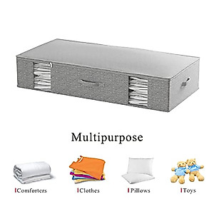 COVAODQ Under Bed Storage Containers Storage Bins Organizers for Clothes Comforters Blankets Pillows Duvets Large Capacity with Clear Window, 2 Pack