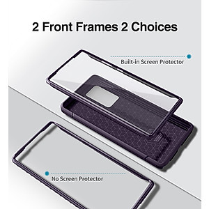 SURITCH for Samsung Galaxy Note 20 Ultra Case (Only) 6.9-inch, [2 Front Frames][Built-in Screen Protector] Full-Body Protective Rugged Heavy Duty Shockproof Phone Cover-(Dark Purple)