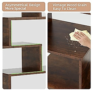 JOMEED 7-Tier Industrial Bookshelf for Bedroom,Large Etagere Bookcase Open Display Shelves with Metal Frame for Living Room Home Office，Asymmetrically Designed