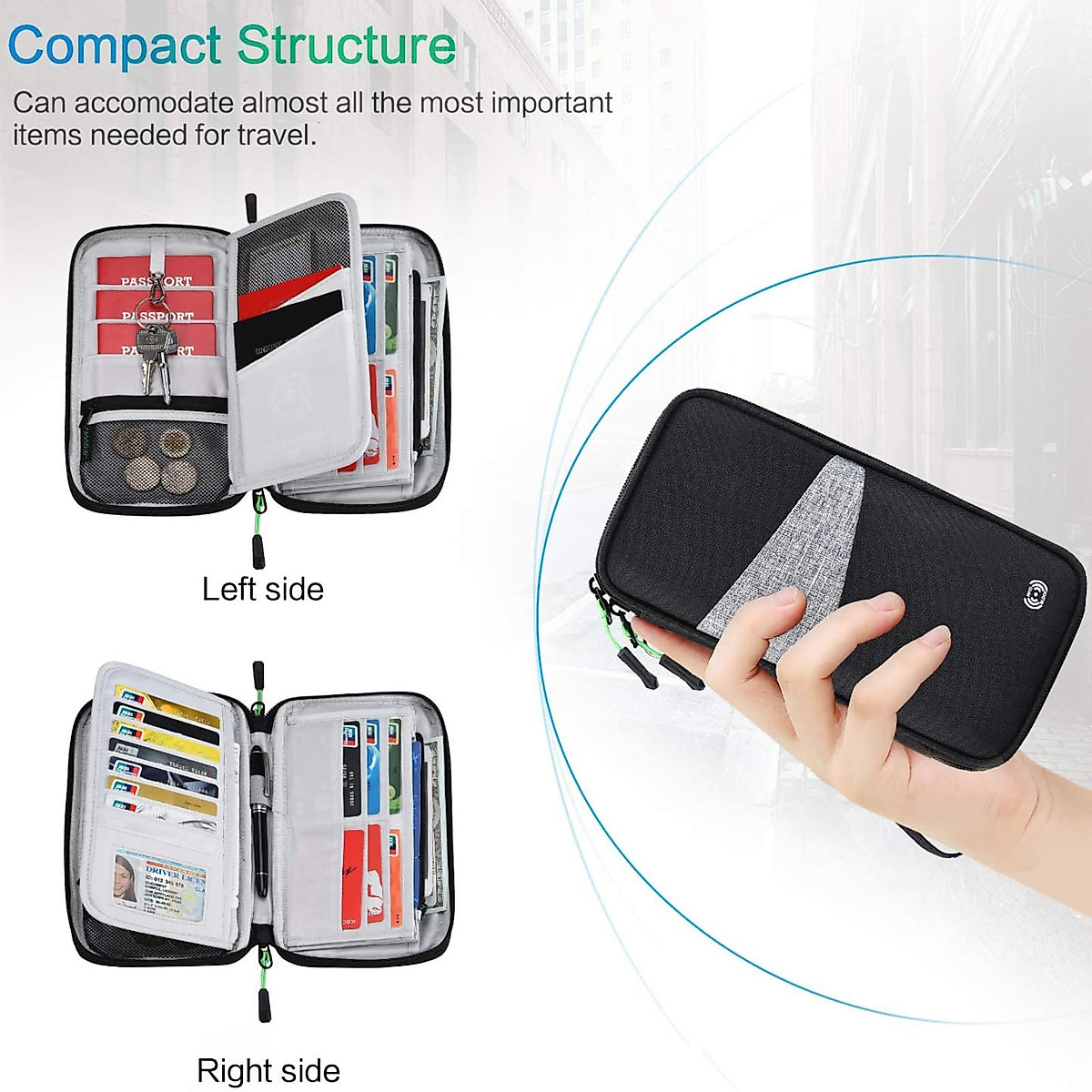 Family Passport Holder Wallet, RFID Passport Wallet Travel Documents Organizer for Men & Women, Waterproof Travel Essentials, Fit 5 Passports