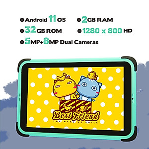 CWOWDEFU 8 HD Kids Pro Tablet Android 11 Tablet PC 2023 New Children's Tablet 32GB Kids Learning Tabletas Touchscreen Tablet for Kids (Green)