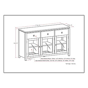 SIMPLIHOME Cosmopolitan SOLID WOOD 54 inch Wide Contemporary Sideboard Buffet in Mahogany, for the Dining Room and Kitchen