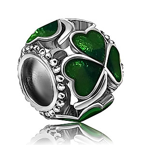 JMQJewelry 4 Leaf Clover May Lucky Heart Mother Daughter Mom August Green Graduation Womens Beads Charms For Bracelets Sister Grandma Family