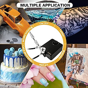 NEOECO Upgraded 30PSI Airbrush Kit, Multi-Function Action Cutaway Handle Airbrush Set with Compressor Cleaning Pot for Make up,Art Painting,Cake,Manicure, Spray Model (Airbrush kit with Cleaning Pot)