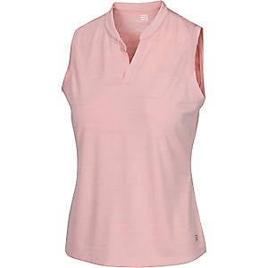 Three Sixty Six Women’s Collarless Golf Polo Shirt - Dry Fit, Breathable, Compression Golf Tops Coral Pink