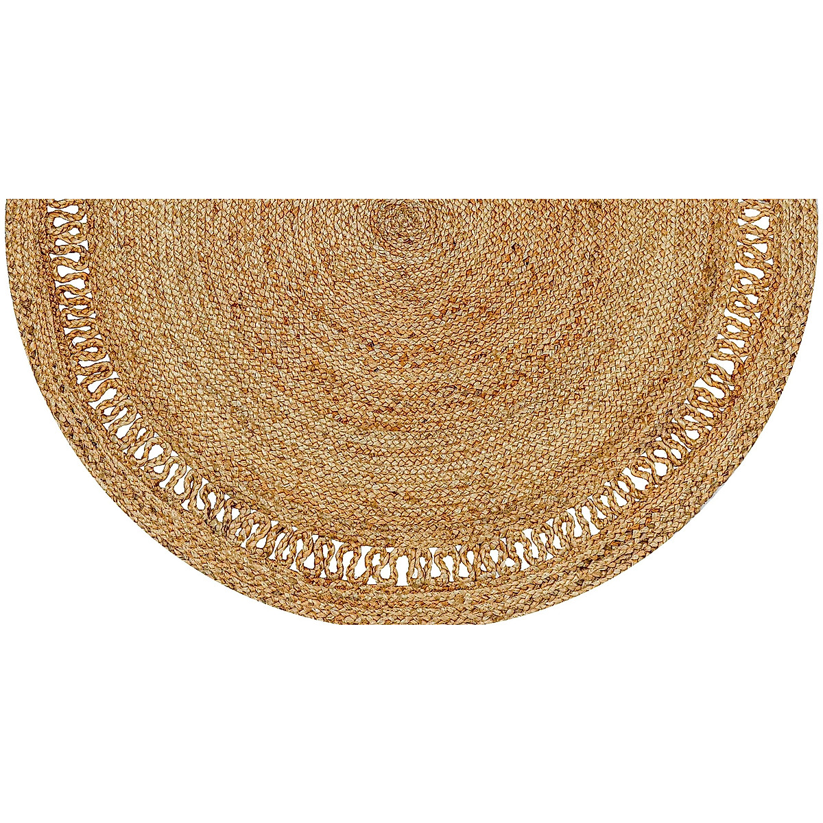 Bedding Craft Hand Woven Farmhouse Jute Area Rug 4 Ft Round Natural Yarn, Rustic Vintage Beige Braided Reversible Rug, Eco Friendly Rugs for Bedroom, Kitchen, Living Room, Farmhouse 100% Jute Rug