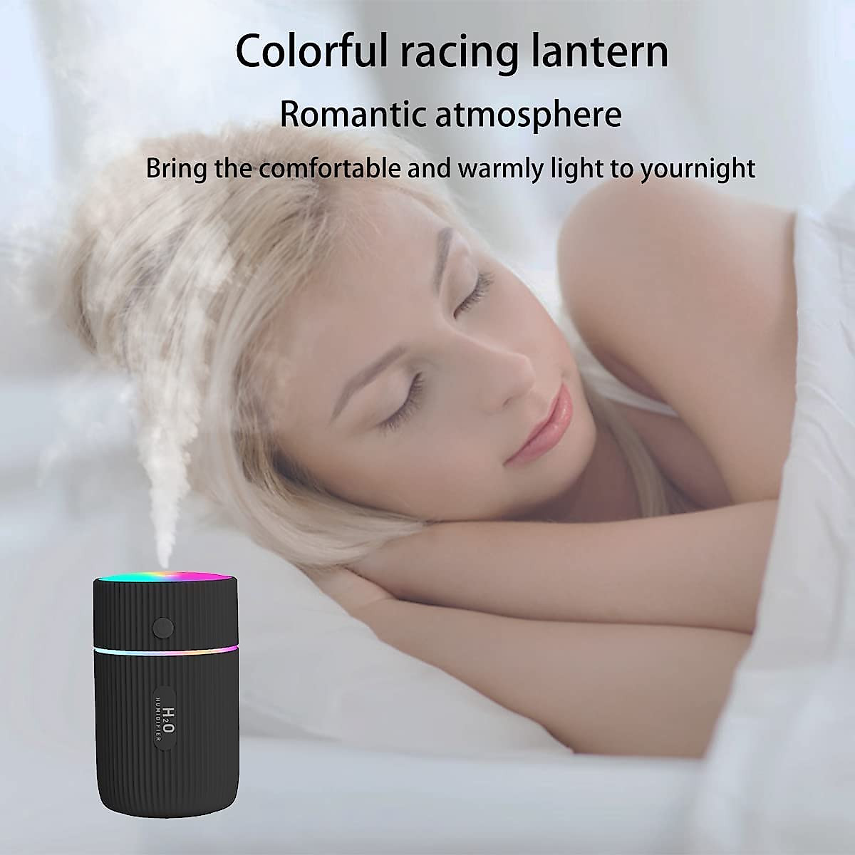Colorful Cool Mini Humidifier, USB Personal Desktop Humidifier for Car, Office Room, Bedroom,etc. Auto Shut-Off, 2 Mist Modes, Super Quiet. (Black)