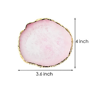 BETURY Resin Nail Art Palette, Nail Art Painting Mixed Color Palette Gold Edge Nail Gel Color Makeup Display Board (2#Pink)