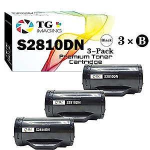 (3xBlack) TG Imaging Compatible Dell S2810DN S2810X Toner Cartridge (3 Pack, 6000 Pages) Replacement for Dell 2810 S2810 H815DW S2810DN S2815DN Printer