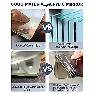 Unbreakable Full Length Mirror Wall Tiles,Shatterproof Plexiglass Full Body Mirror,Extra Thick1/8",12"x12"x4Pcs,Closet Mirrors for Bedroom,Gym Mirrors for Home Gym,Peel and Stick Mirrors For Wall