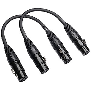 CESS-136 XLR Female to Female 3 Pin Microphone Line/Gender Changer Adapter Cable, 2 Pack