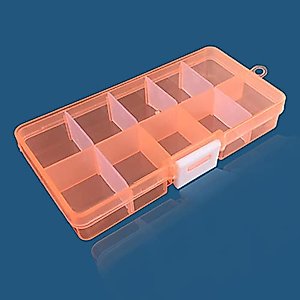 Plastic Organizer Box 10 Grids Craft Storage with Adjustable Dividers, Bead Organizer Fishing Tackles Box Crafts Thread Organizer, Clear Plastic Organizer Box Storage Container Jewelry Box E