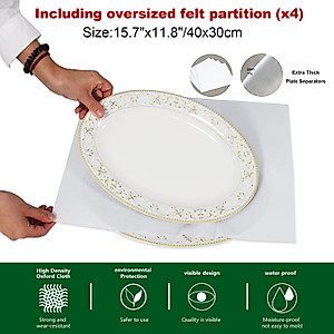 VERONLY Platter Storage Case Stackable - Christmas China Storage Containers, with Hard Lid Height of 5.3'' Padded Surfaces - Structured Top, Bottom and Sides, 4 Felt Dividers Included (Grey and Red)