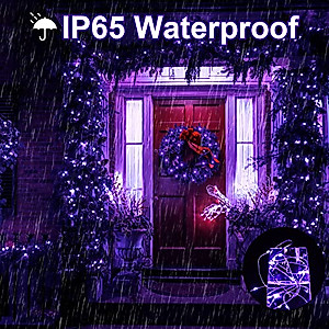 BOLWEO Purple Fairy Lights Solar Lights Outdoor Garden, Christmas Solar String Lights 39.4Ft 120 LED, IP65 Waterproof Solar Outdoor Lights Backyard Deck Fence Patio Decor Diwali Halloween Decorations
