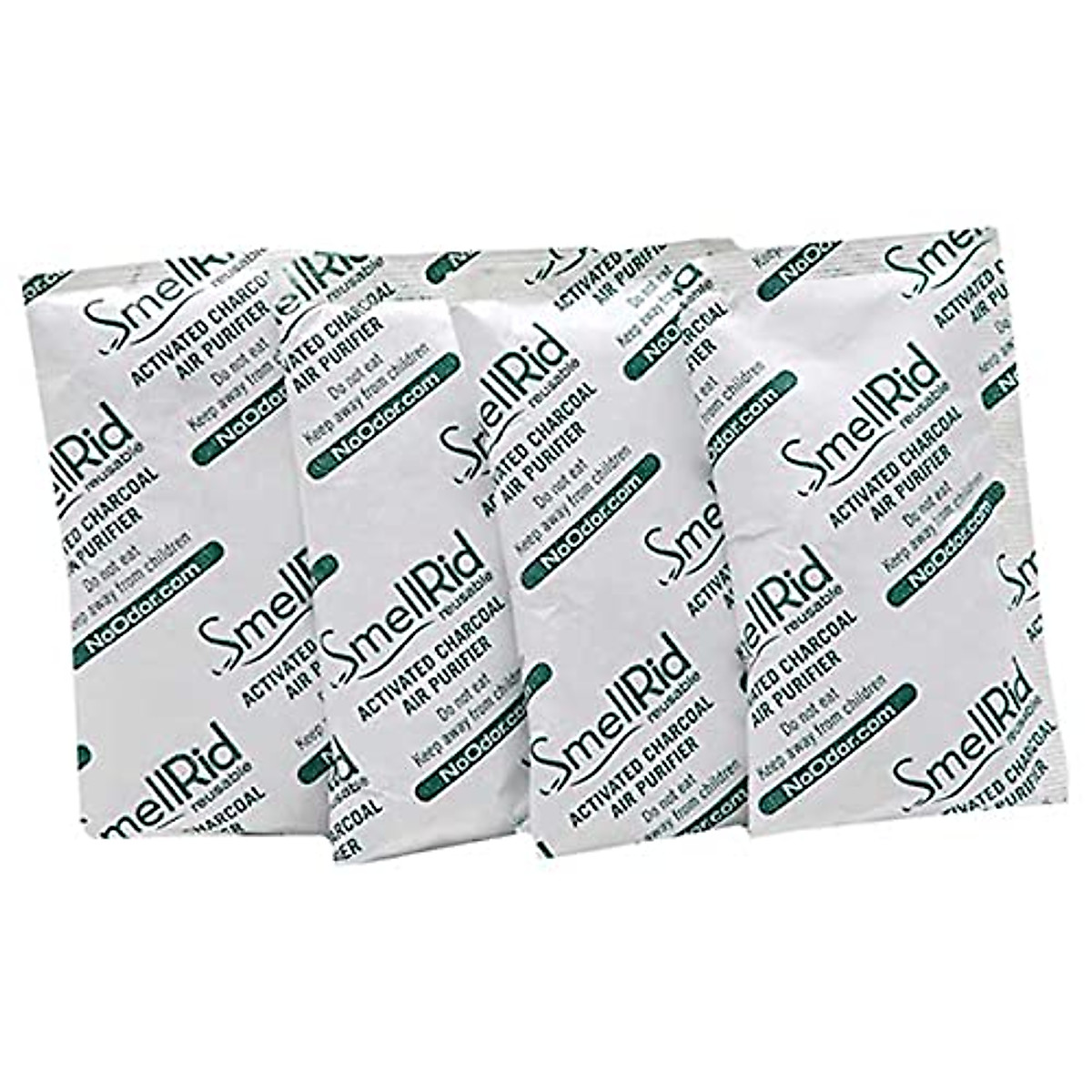 SMELLRID Reusable Activated Charcoal Odor Absorber That Works [10 Pack] - Medium 50 g (3.2" x 5”) Pack Treats 25 Sq. Ft. - Premium Natural Deodorizer for Purse, Helmet, Gloves, Pets, Safe & More