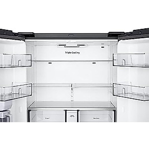 SAMSUNG RF23A9071SG 36 Inch Smart Freestanding Counter Depth 4 Door French Door Refrigerator in Black Stainless Steel
