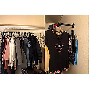 MY RUSTIC Industrial Pipe Clothes Rack-43 Inch, Heavy Duty Detachable Wall Mounted Black Iron Garment Bar, Multi-Purpose Hanging Rod for Closet Storage, Black- 43" L (43" L x 12" W) 41 (black 1)