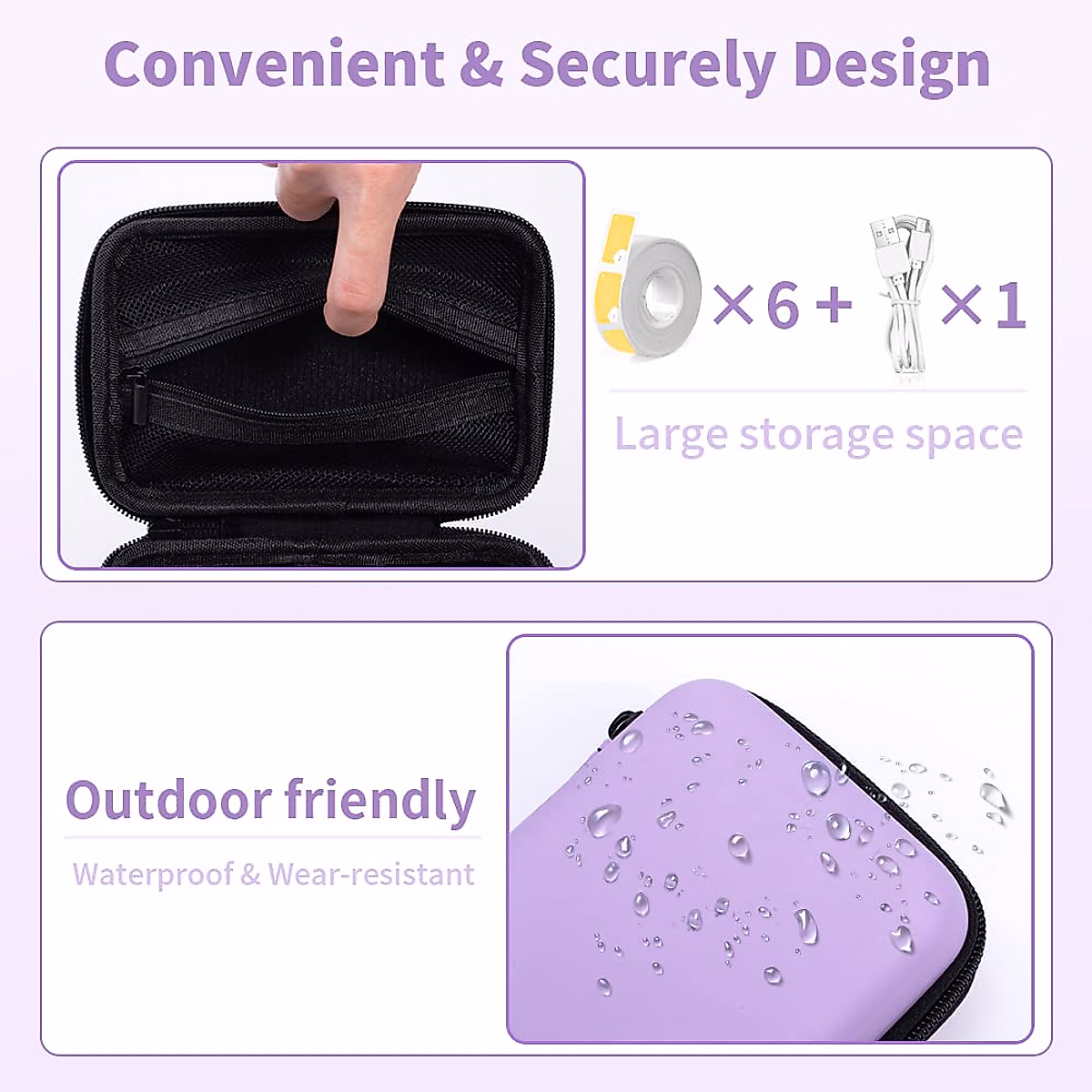 Phomemo D30 Label Maker Machine with case and 1 roll Label Tape, Portable Bluetooth Label Printer, Small Smart Phone Handheld Sticker Mini Labeler Multiple Templates Font Icon Easy to Use