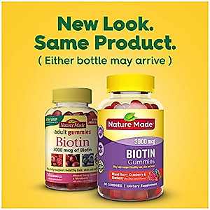 Nature Made Biotin 3000 mcg, Dietary Supplement For Healthy Hair, Skin & Nail Support, 90 Gummies, 45 Day Supply