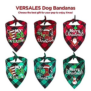 Dog Bandanas - 2 Pack | Christmas Classic Buffalo Plaid Pattern | Premium Durable Pure Cotton | Pets Scarf Triangle Bibs Kerchief Bandana | Adjustable Fit & Suitable Dogs Cats
