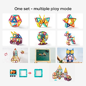 bc babycare 113PCS Magnetic Tile Building Blocks Set for Kids 36M+ with Storage Box，Preschool Educational Magnetic Building Toys Gift Set for Boys and Girls Aged 3+