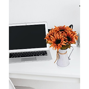 DDHS Artificial flower Centerpieces,15inch Fake Sunflower Potted Plants for Home Kitchen Office centerpiece, Fake Flower centerpiece Coffee Table with Metal Pots, Thanksgiving Table Centerpieces Decor