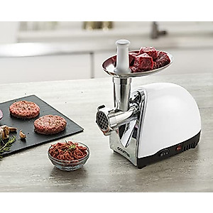 Gourmia Electric Meat Grinder 500 1000 Watt Max 3 Stainless steel grind plates fine to coarse commercial meat grinder machine white silver meat processor electric food mill grinder for kitchen GMG525