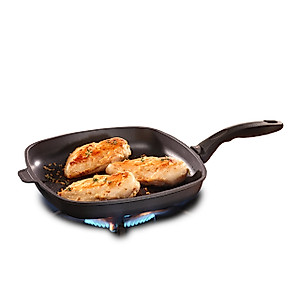 Swiss Diamond 11 Inch Non-stick Induction Square Frying Pan - Induction Fry Pan with Heavy Duty Handles - Wide and Extended Corners - Skillet Pan - Dishwasher and Oven Safe - 11"x11" - Grey