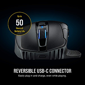 Corsair Dark Core RGB Pro, Wireless FPS/MOBA Gaming optical Mouse with SLIPSTREAM Technology, Black, Backlit RGB LED, 18000 DPI, Optical,CH-9315411-NA