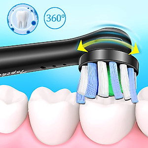 Toptheway Replacement Toothbrush Heads Compatible with Oral B Braun Pro 1000 Cross Action Precision Clean 7000 9600 500 3000 8000 Electric Toothbrush, 16 Pack (Black)