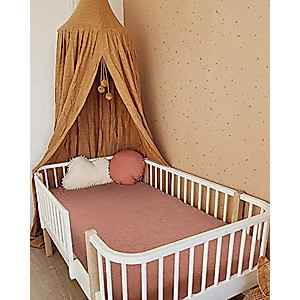 Crib Sheets for Boys Girl, Fitted Baby Toddler Bed Sheets 28" x 52", Neutral Muslin Cotton Crib Mattress Sheet with Boho Style, Soft and Breathable Comfort (Dusty Rose)