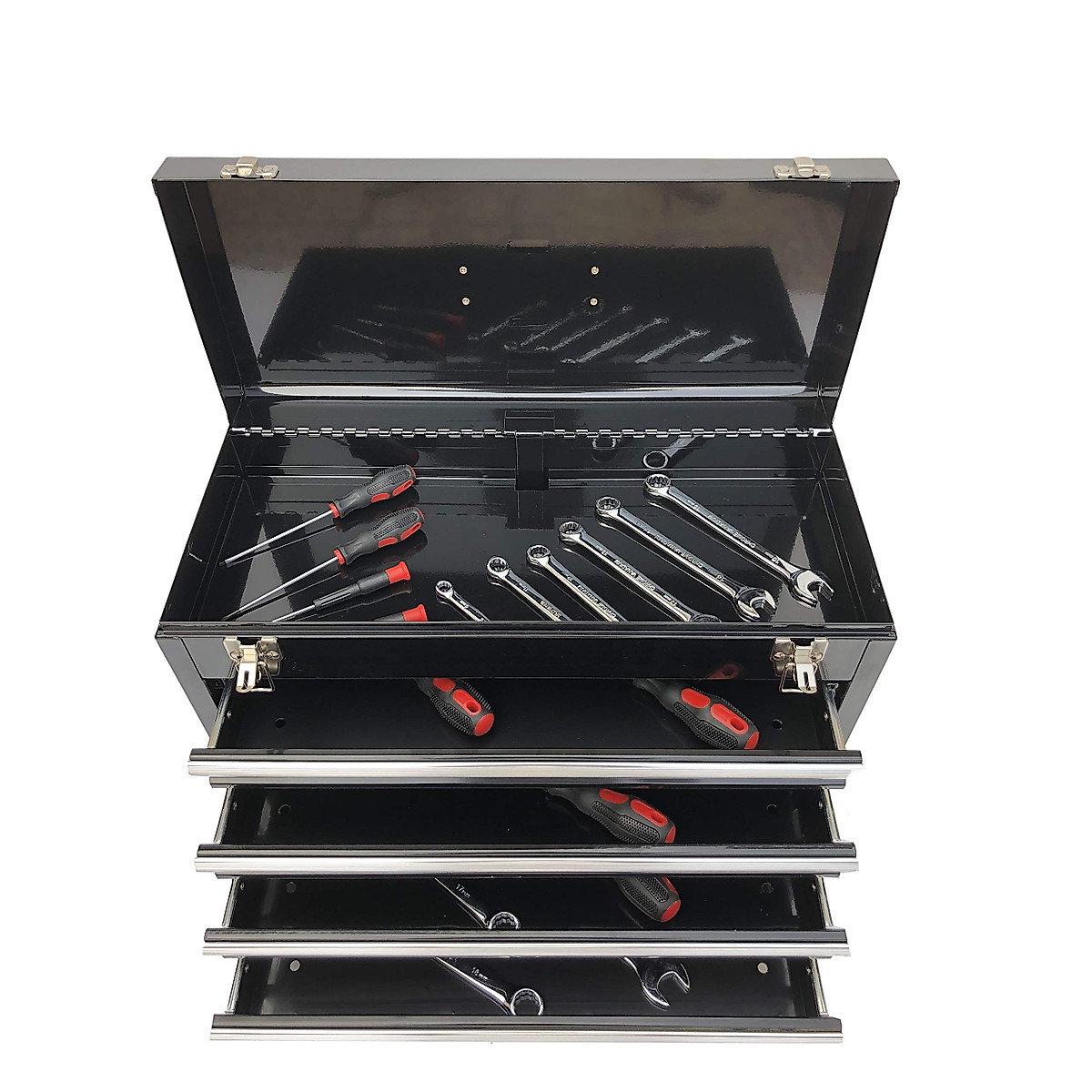 Workington Portable Metal Tool Chest with 9 Drawers, 24" 9-Drawer Tool Chest Cabinet with Ball Bearing Drawer Slides, Steel Tool Storage Box Organizer 4006 Black