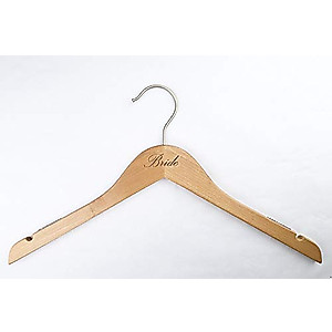 NAHANCO B20017ENG Bridal Hanger, Natural Wood Hanger Engraved with (Bride), 17” (1 Piece), Natural w/Engraved Print