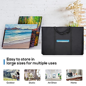 Jjring Dacron Light Weight Art Portfolio Tote Bag, 24x36" Black Carrying Storage Case For Poster, Sketching, and Drawing