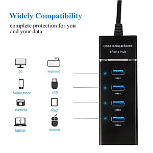 XBOSS C8 4 Port USB 3.0 Hub High Speed 5Gbps Transfer Speed Lightweight USB Cable Adapter for PS4/PS4 Slim/Ps4 Pro/XBOX ONE/XBOX360/Computer Laptop PC